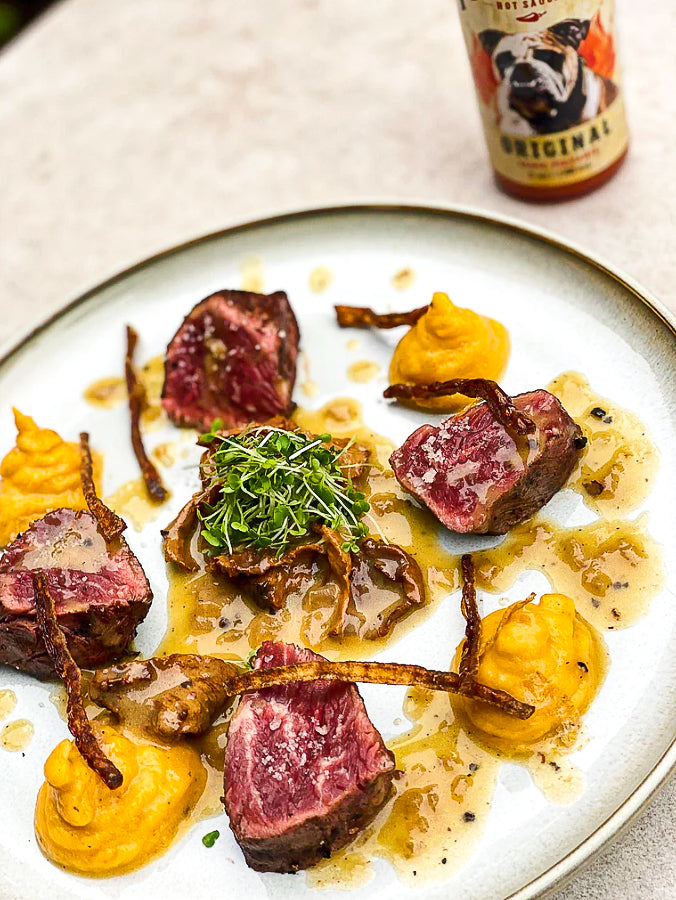 RECIPE BEEF MITER, CHANTERELLE AND BOURBON SAUCE AND PU – Les sauces ...