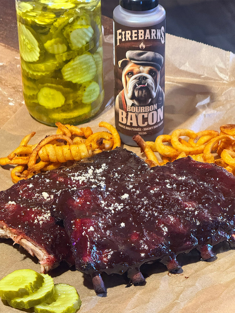 Bourbon Bacon Ribs – Les sauces Firebarns