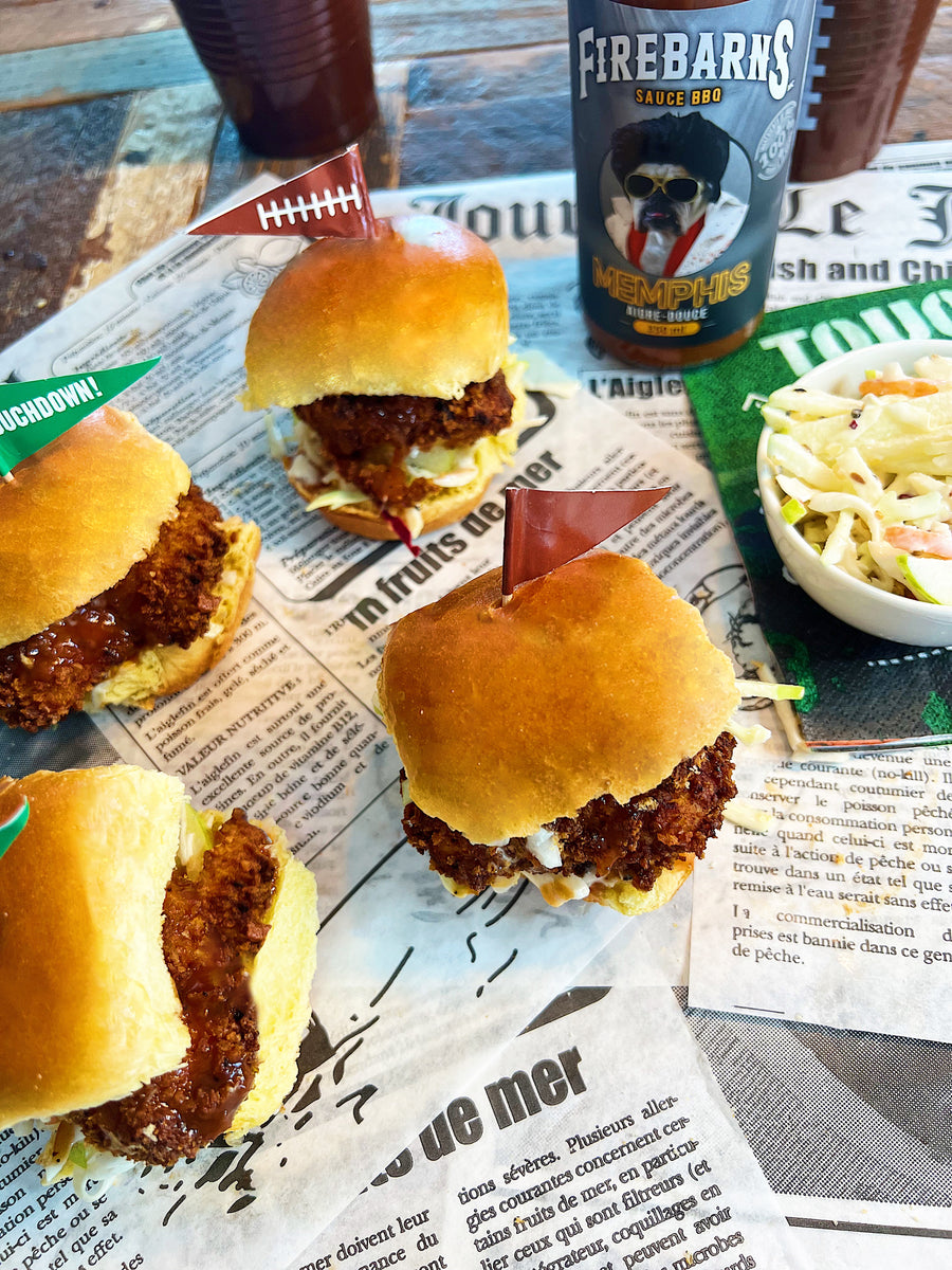 Mini-Burgers de Poulet Memphis – Les sauces Firebarns